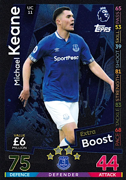 Michael Keane Extra Boost (MAE: 2018-19) | Attax Cards Wiki | Fandom