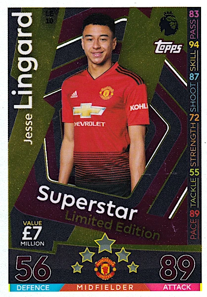 Jesse Lingard Superstar Limited Edition (MA: 2018-19) | Attax Cards ...