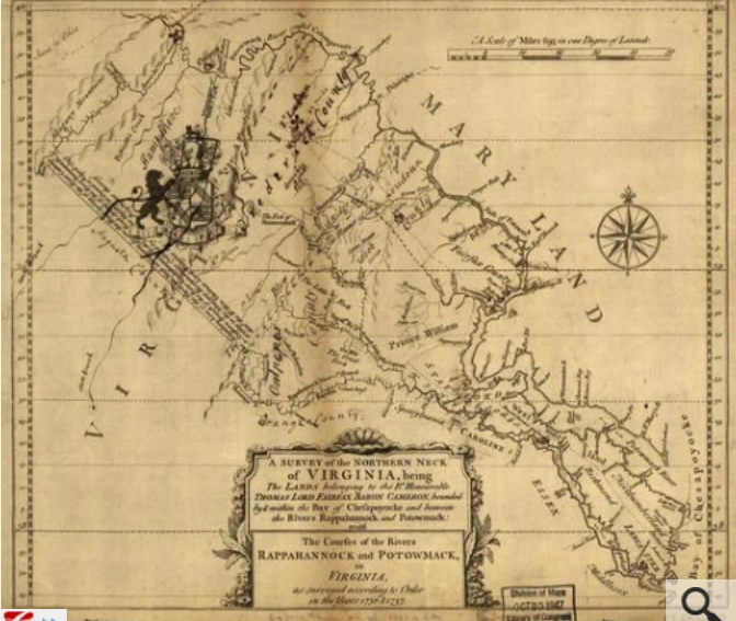 1747 Map: Survey of the Northern Neck of Virginia | Auburn Virginia ...