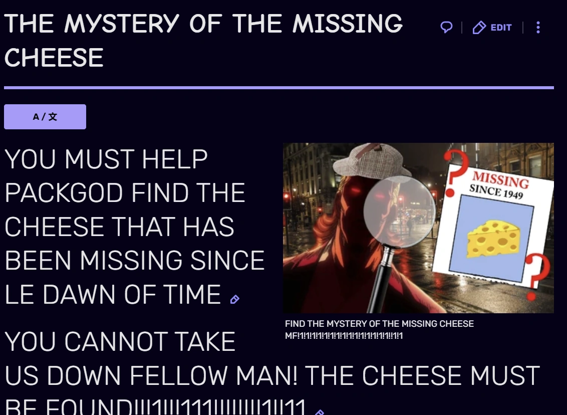 The Packgod Cheese Saga Part 1 | Fandom