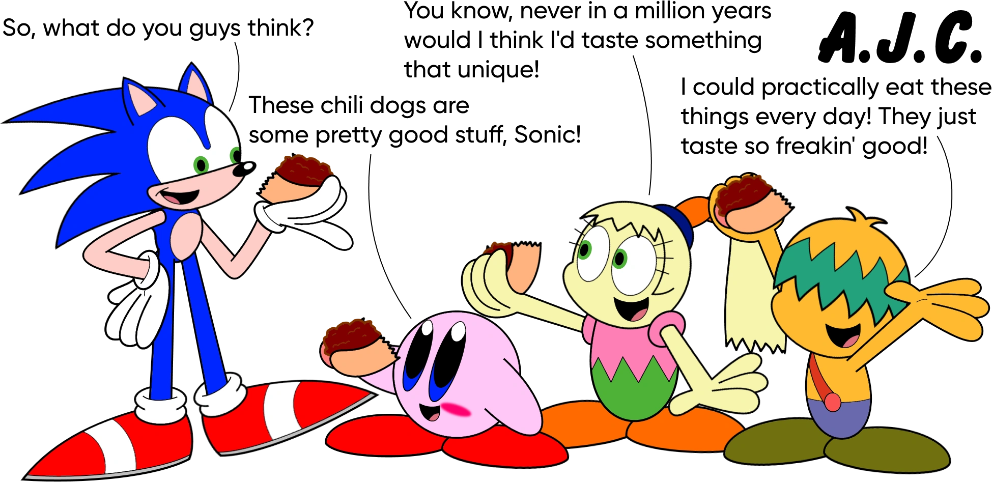 Chili dogs for Kirby, Tiff and Tuff (ft. Sonic the Hedgehog) | Fandom
