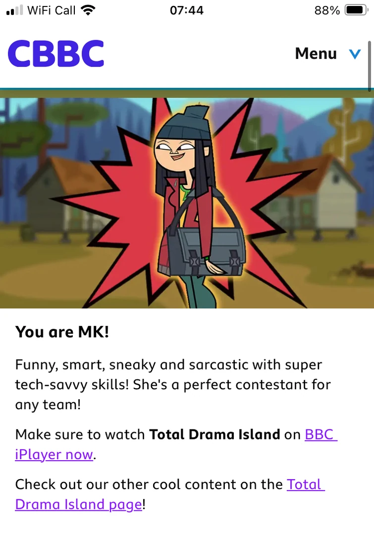 I did the which TD character are you on CBBC website | Fandom
