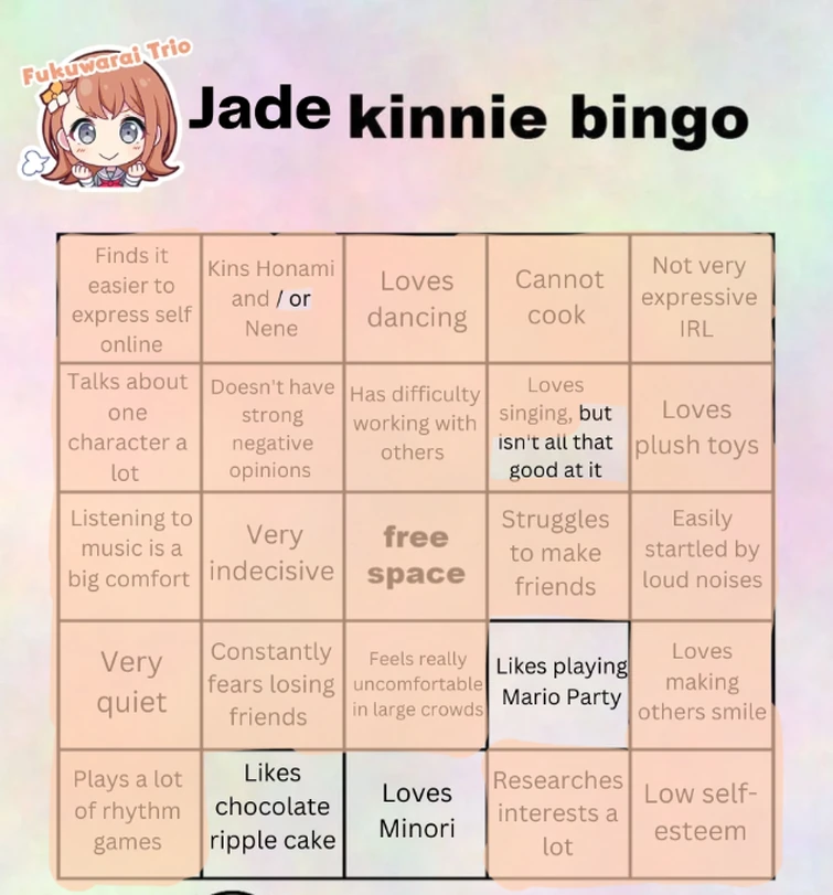 I made a kinnie bingo! | Fandom