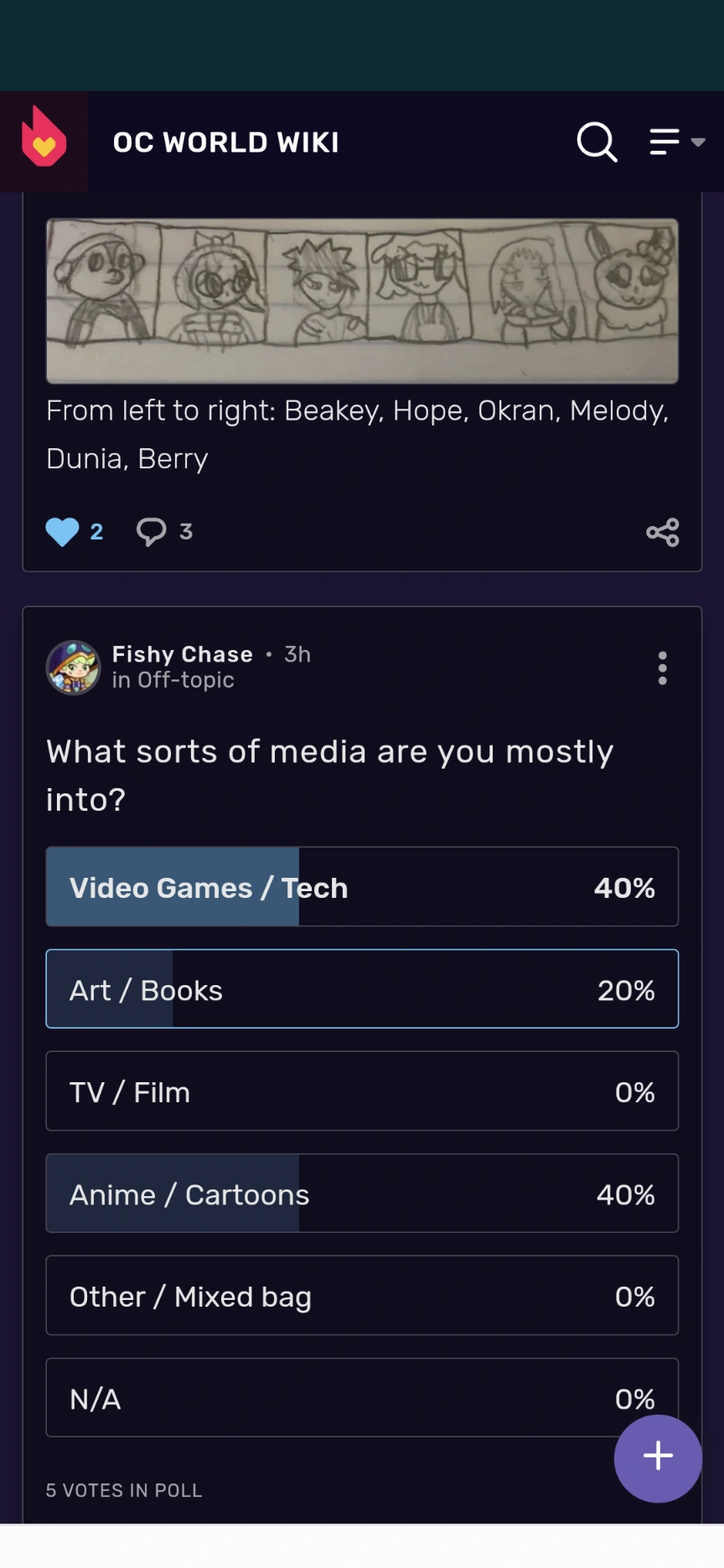 Some screenshots from the OC world wiki | Fandom