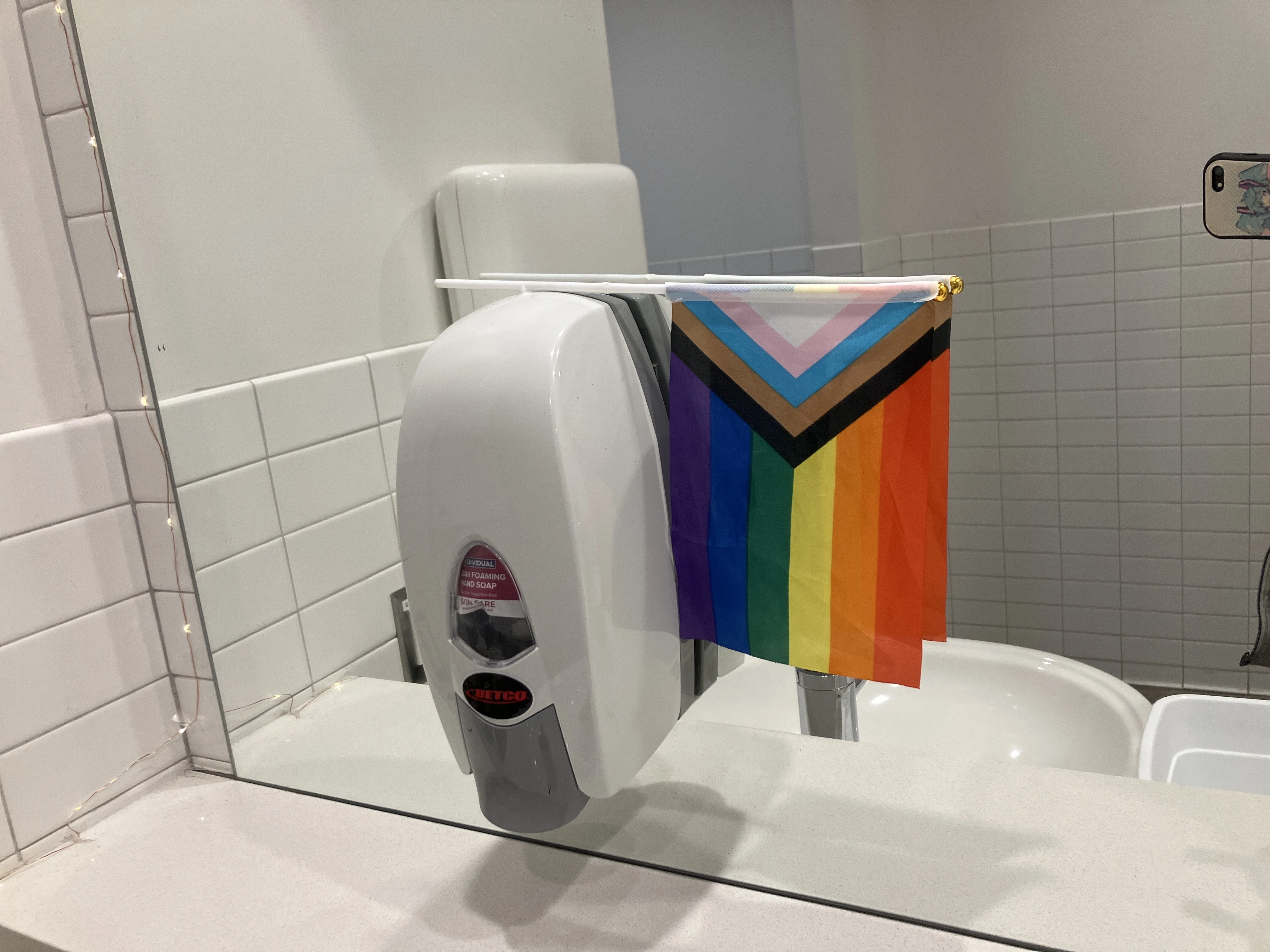 THERE IS A PRIDE FLAG!!! IN THE RESTROOM??!!?? | Fandom
