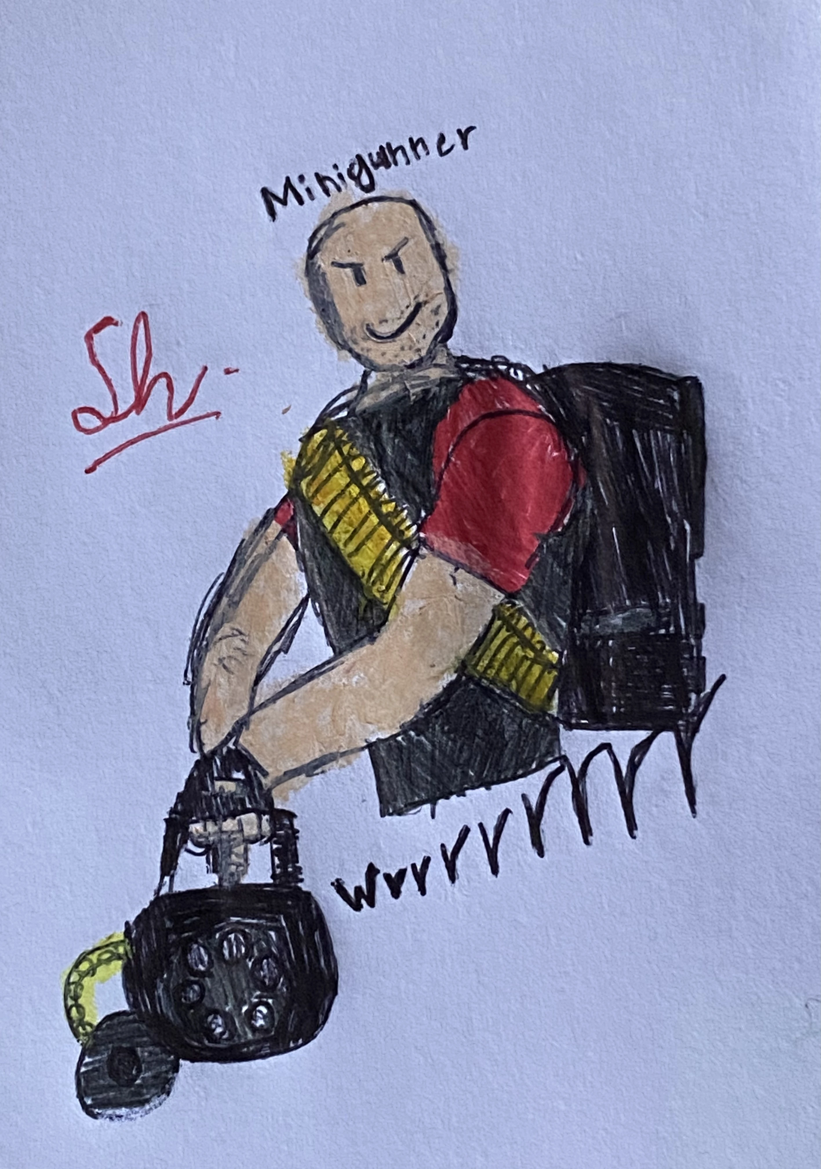 I made a cool drawing of minigunner at school | Fandom
