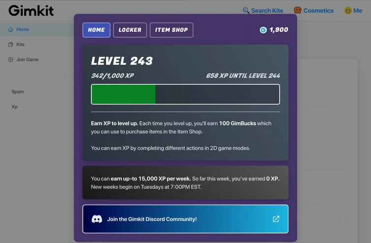 what level is the gimkit community currently at? (please add an image ...