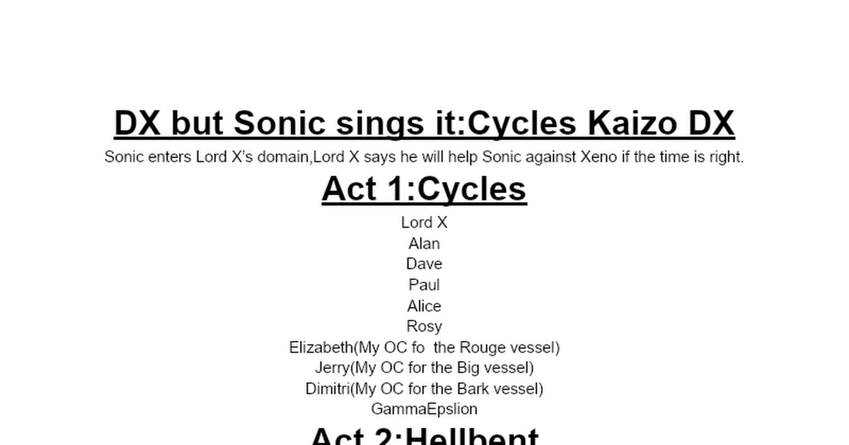 DX but Sonic sings it:Cycles Kaizo DX | Fandom