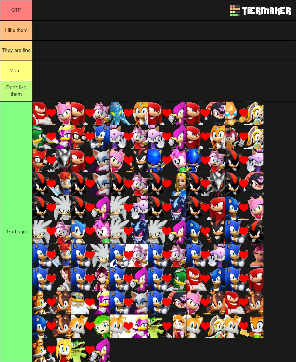 My Sonic shipping tierlist | Fandom