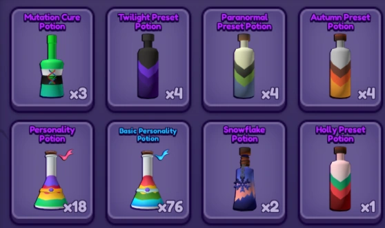 LF: P/S/T material potions [Maybe orders as well] + mutation potion ...