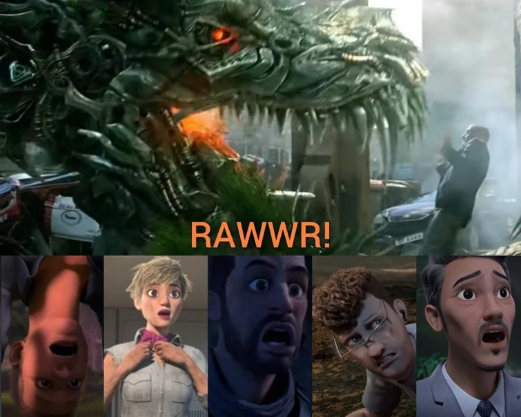 Bayverse Grimlock threatens Jurassic World CC and FK Human Villains in ...