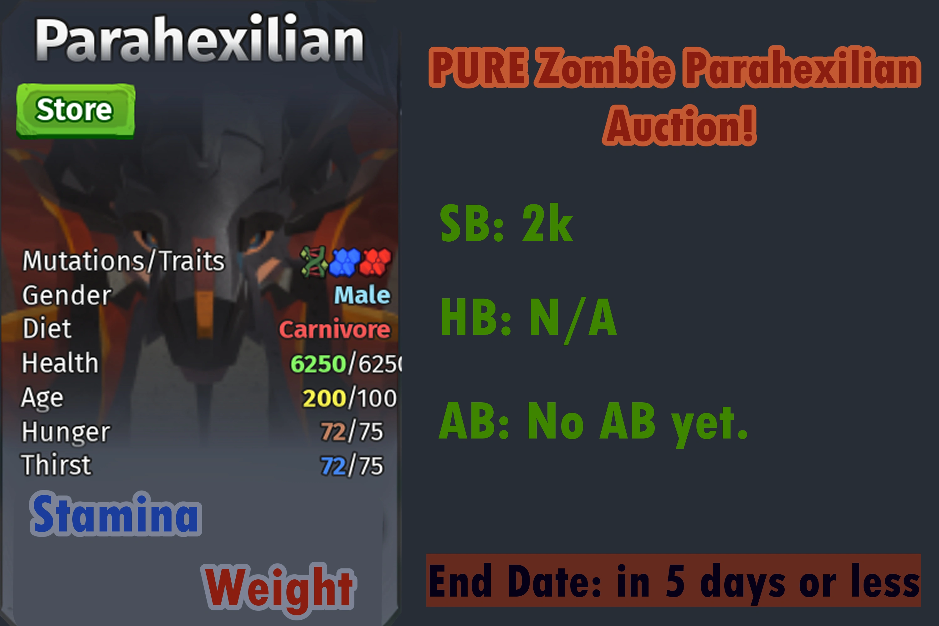 Auctioning a PURE Zombie Parah/Parahexilian! | Fandom