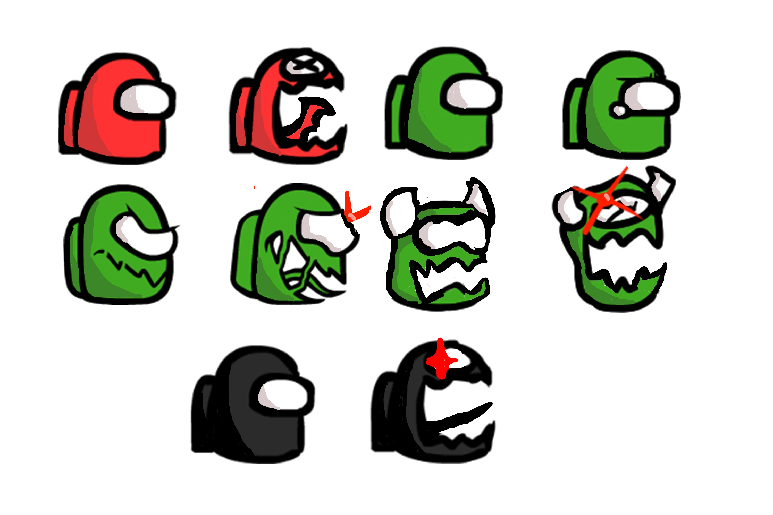 aqui los iconos remasterizados del vs impostor y una fusion de green y ...