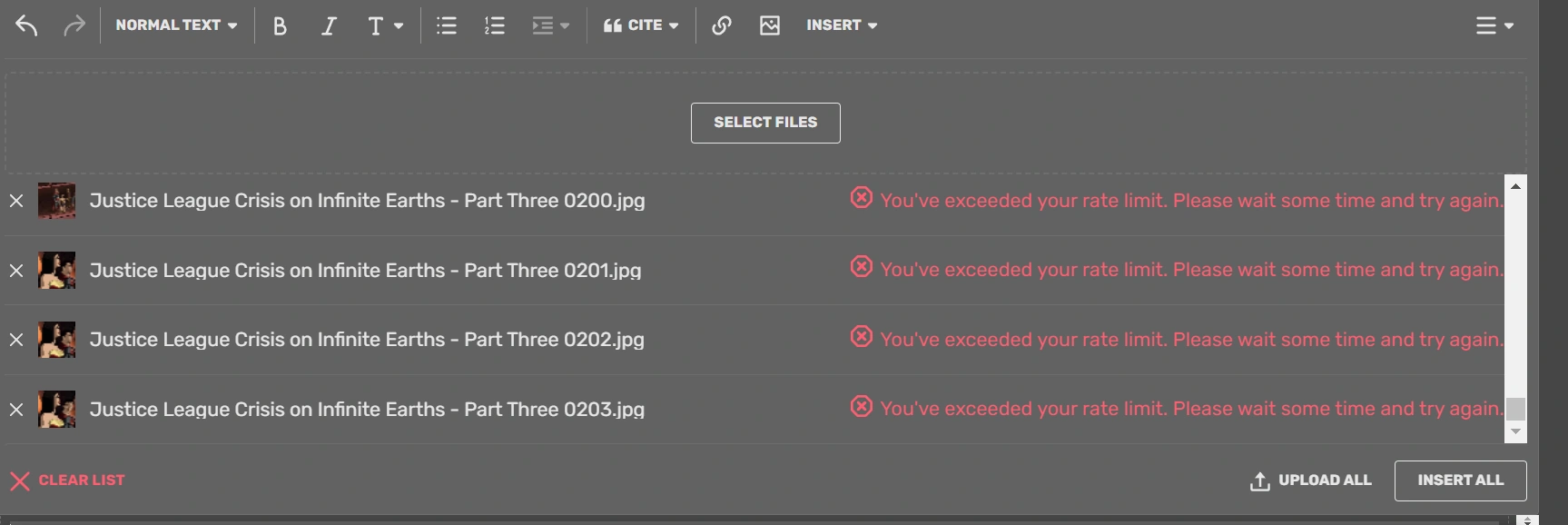 I keep encountering this error every time I bulk upload images using ...