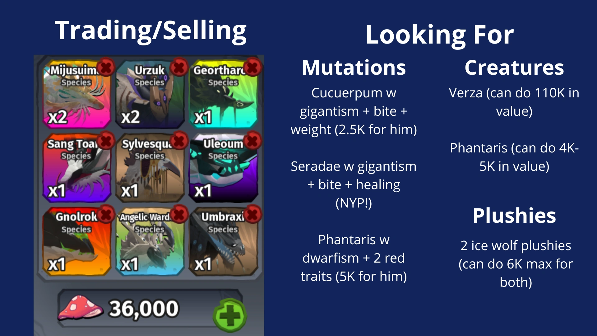 TRADING/SELLING AND LOOKING FOR | Fandom