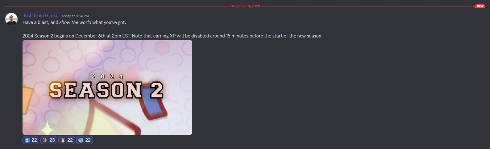 Gimkit Discord Season 2 Announcement From Josh | Fandom