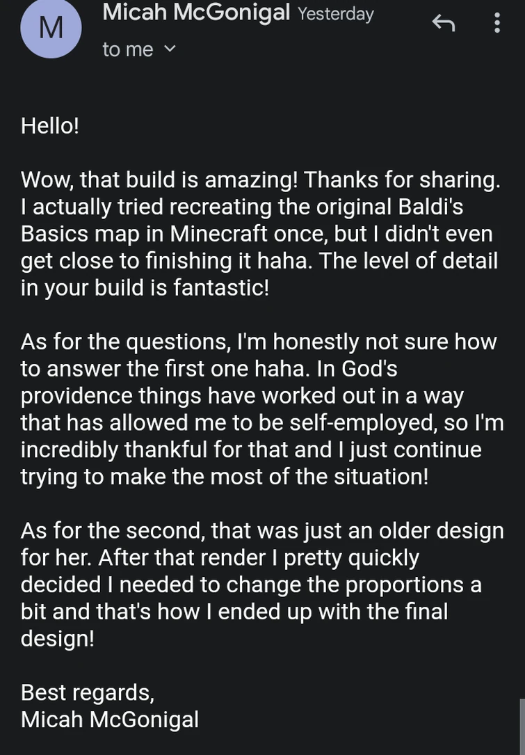 New Email Qna, Minecraft Baldi Fan-Work by me, and Mystman Reply | Fandom