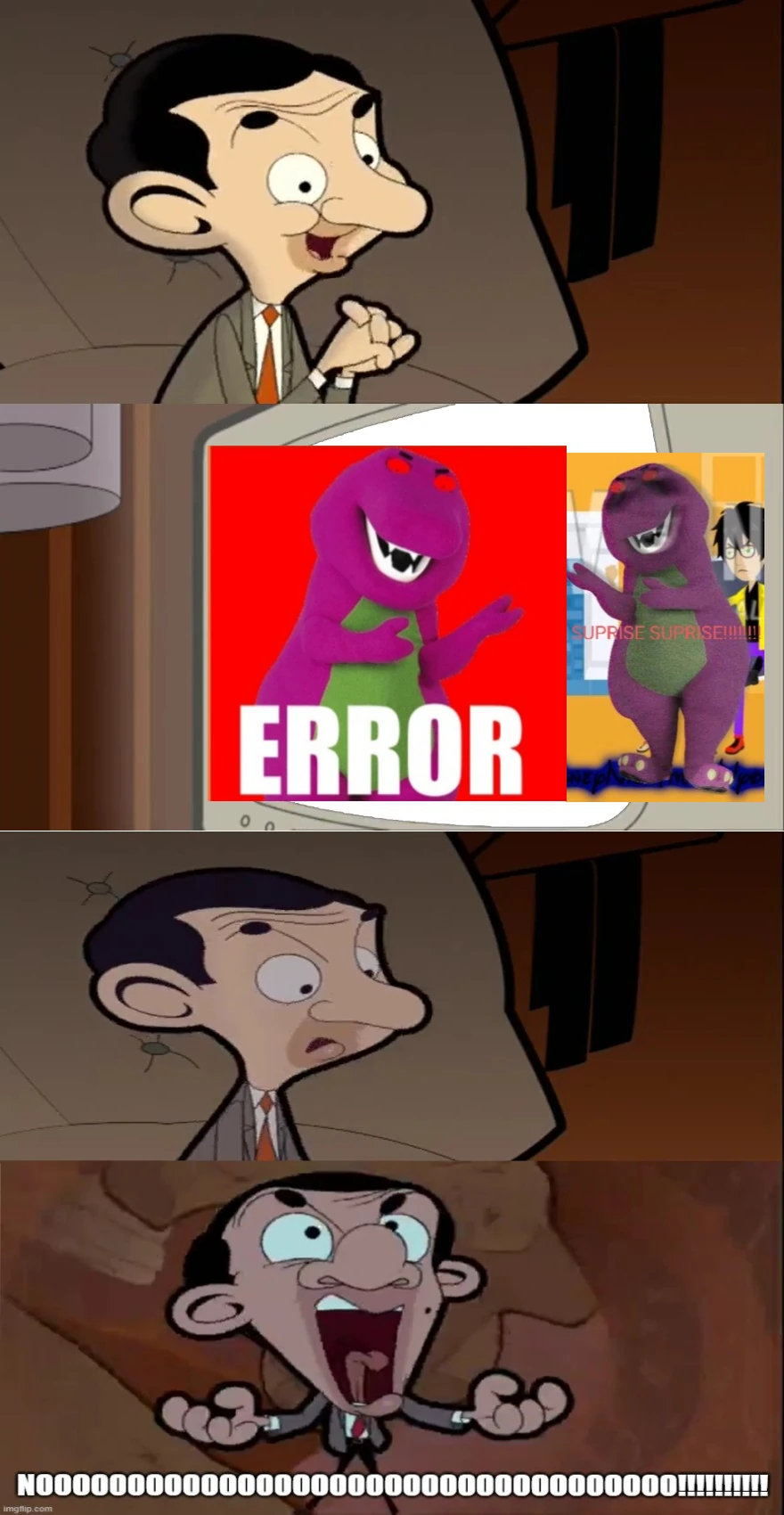 Mr. Bean is outraged at Barney Errors | Fandom
