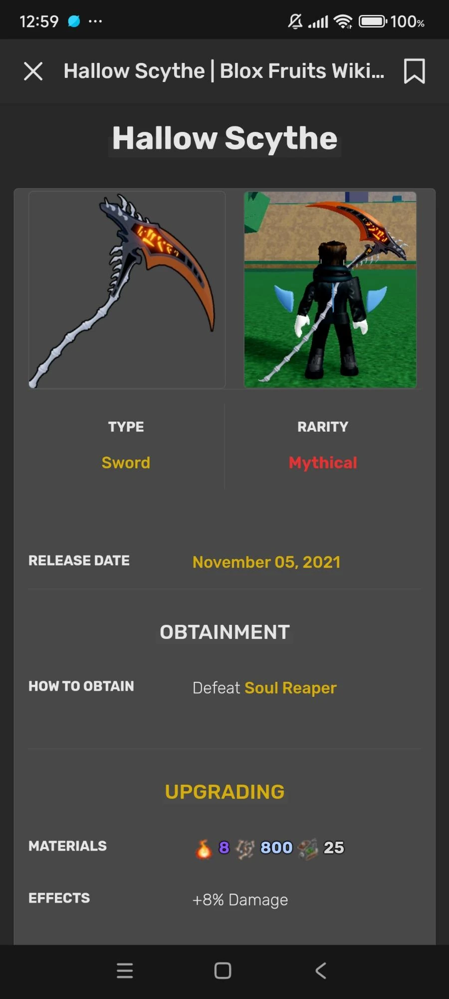 Hallow scythe | Fandom