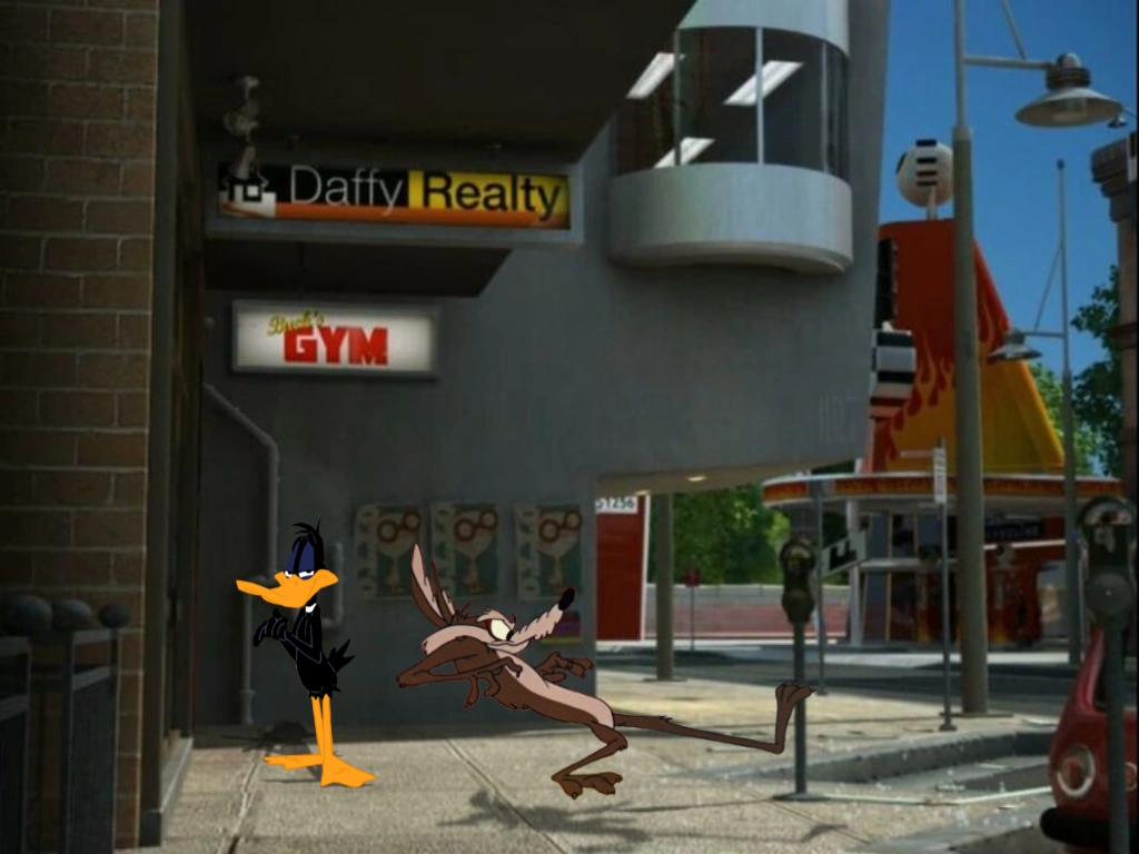 Cartoon Network City - Daffy Duck And Wile E. Coyote At Buck's Gym And ...