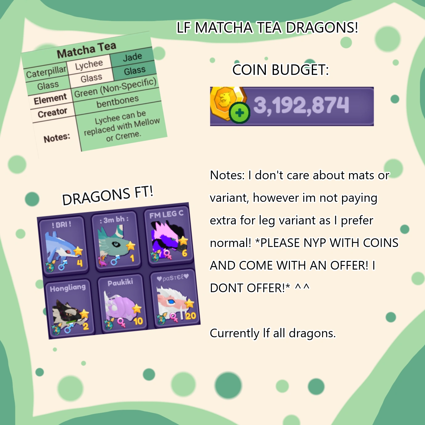 LF Matcha tea dragons! (all) | Fandom