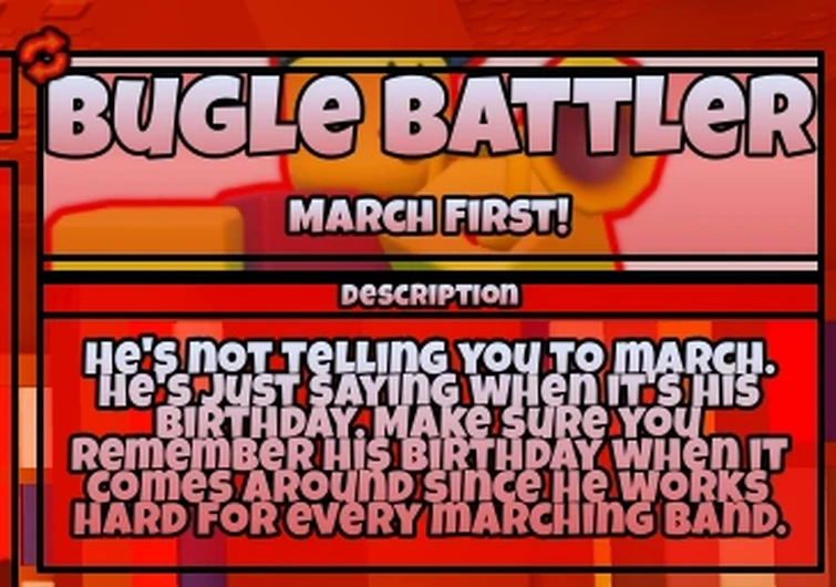 today's bugle battler's birthday | Fandom