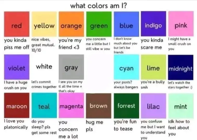 Saw this! What colors do ya sees me as? | Fandom