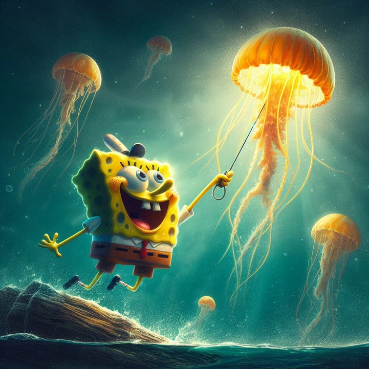 Some AI Art of SpongeBob Catching Jellyfish | Fandom