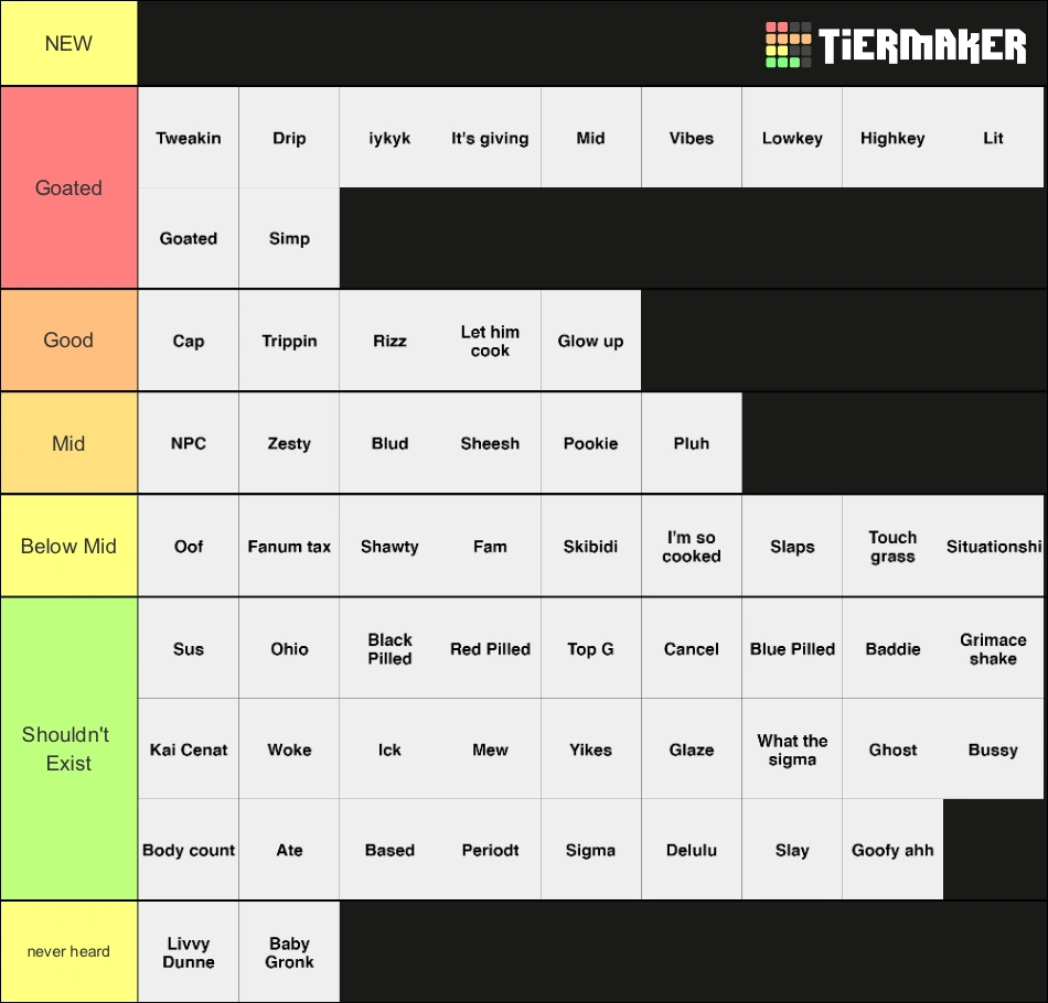 gen alpha slang tier list | Fandom