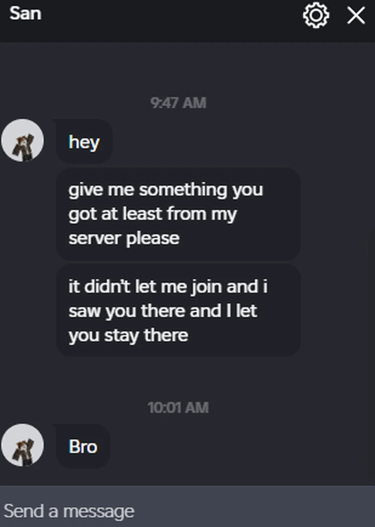 This dude tryna charge me cuz I used his VIP during sab admin abuse ...