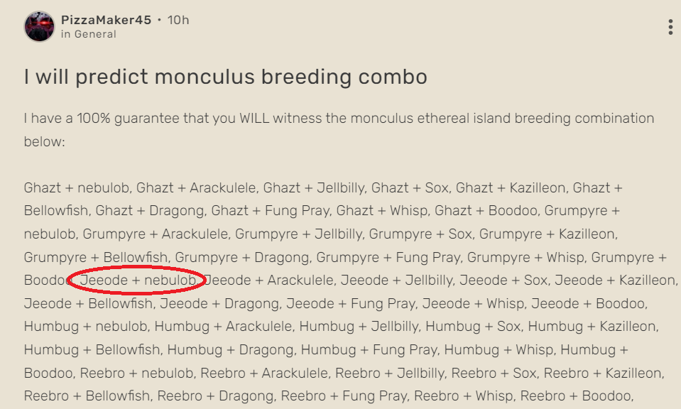 I predicted monculus breeding combo correctly! | Fandom