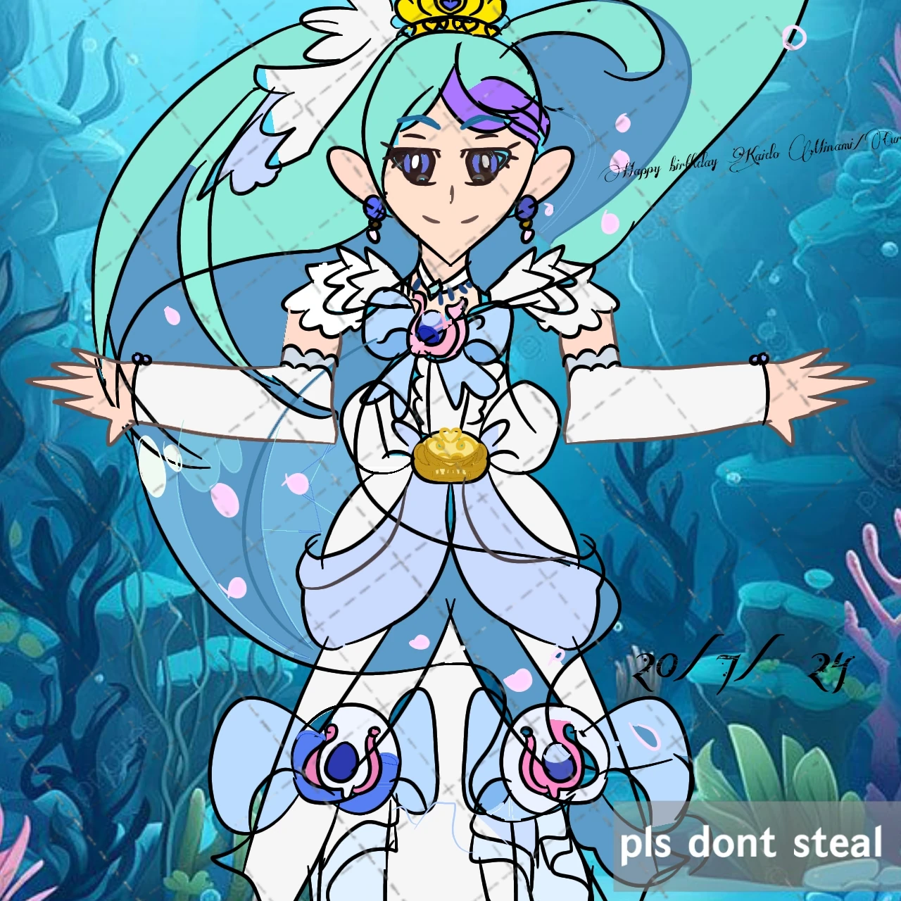 I decided to draw cure mermaid in mode elegant (premium) for her ...