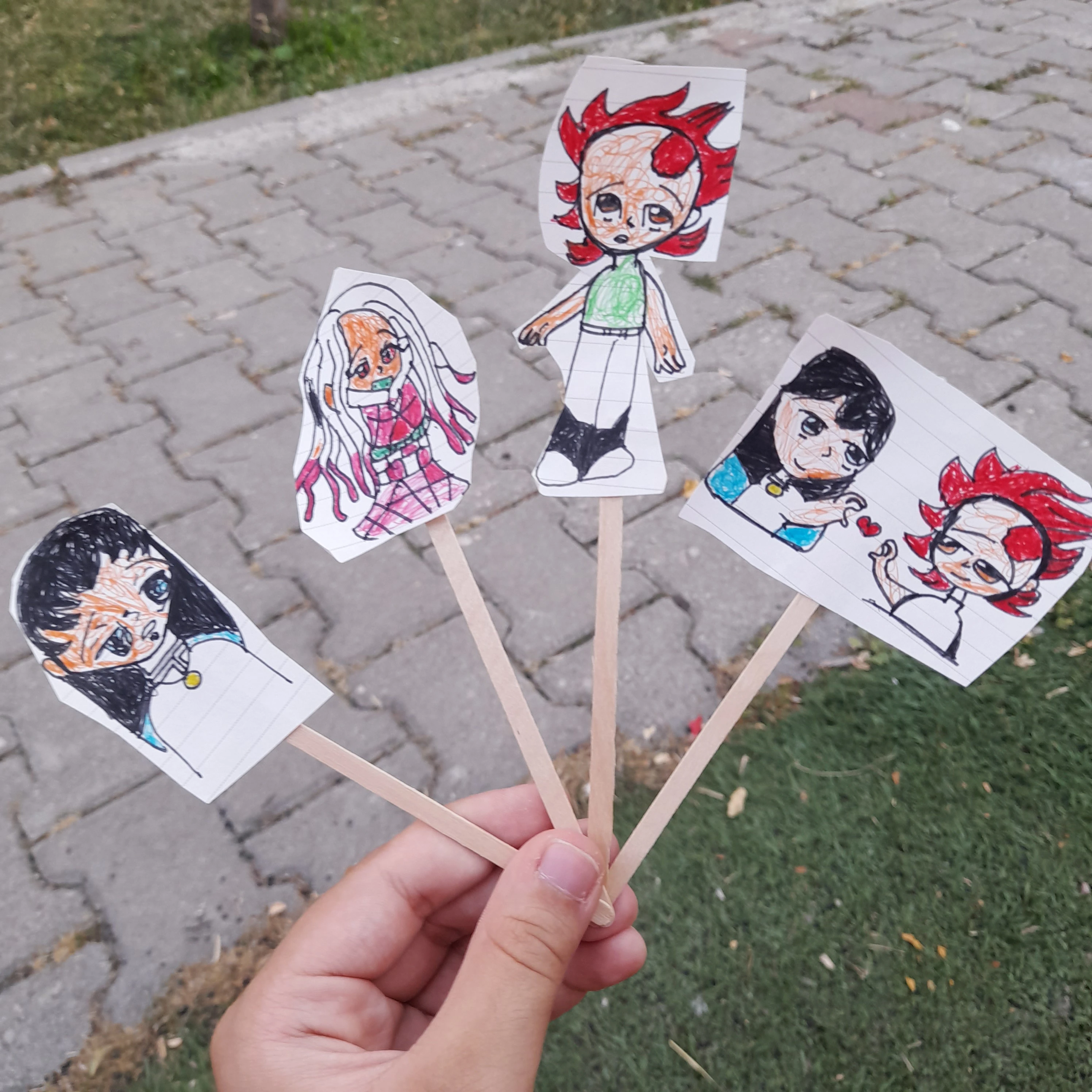 My friend made some KnY arts on sticks! | Fandom