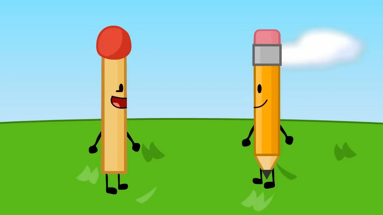 Better image for BFDI 1a of Match and Pencil talking in both the ...
