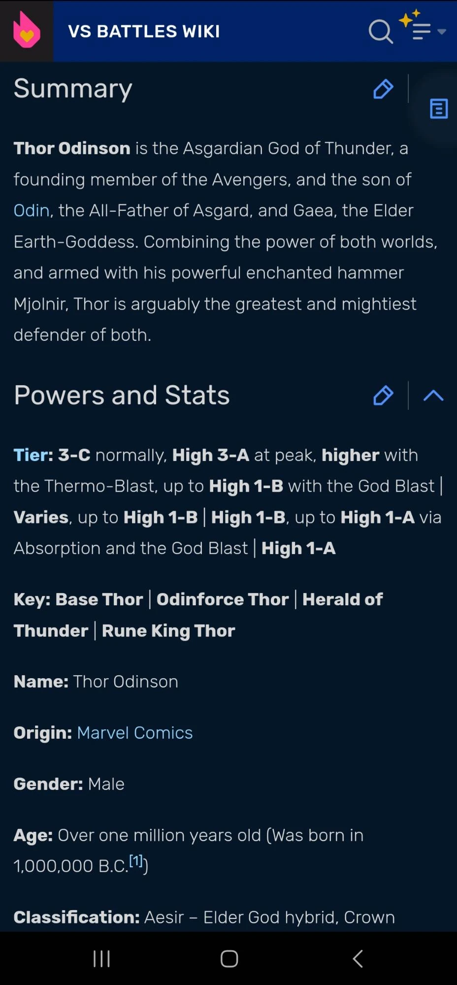 Good news everyone, VSbattle Wiki buffed Thor to High 1-A/High ...