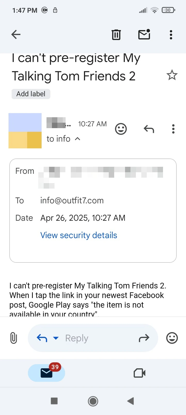 I emailed Outfit7 about the pre-registration issue | Fandom
