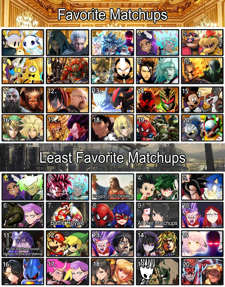My Top 20 Favorite Matchups and Least Favorite Matchups | Fandom