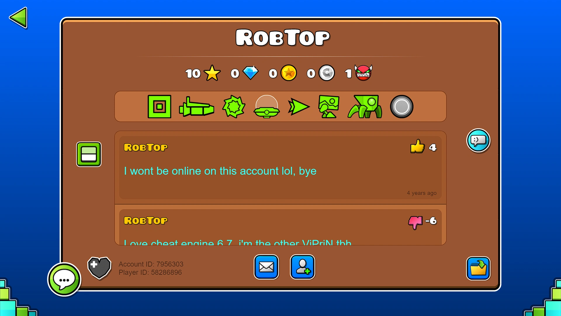 When I try to go to RobTop account on GD Browser it just brings me to ...