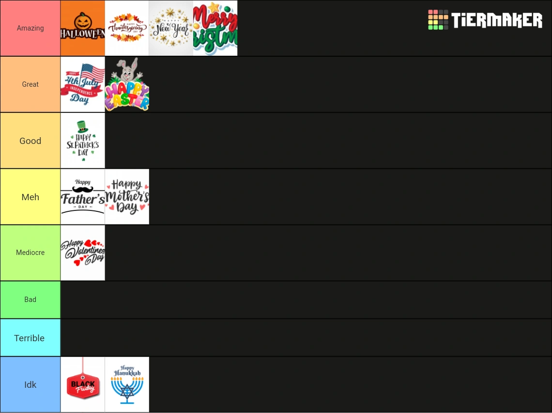 Holiday tier list | Fandom