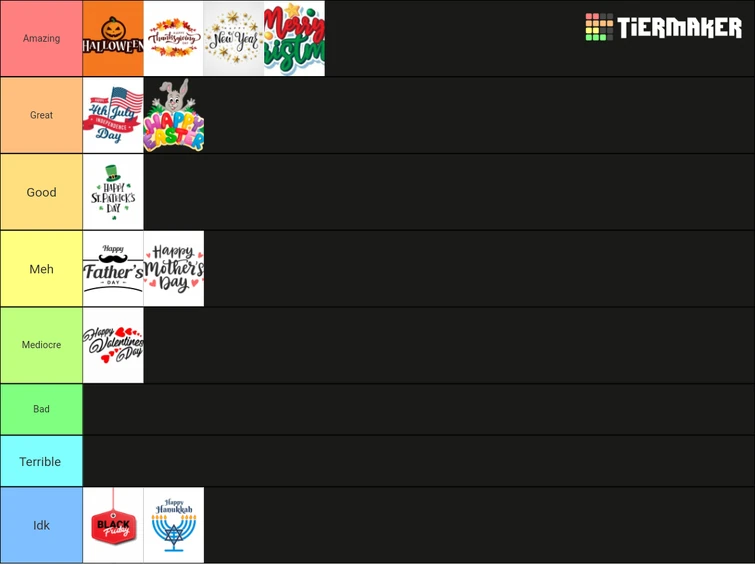 Holiday tier list | Fandom