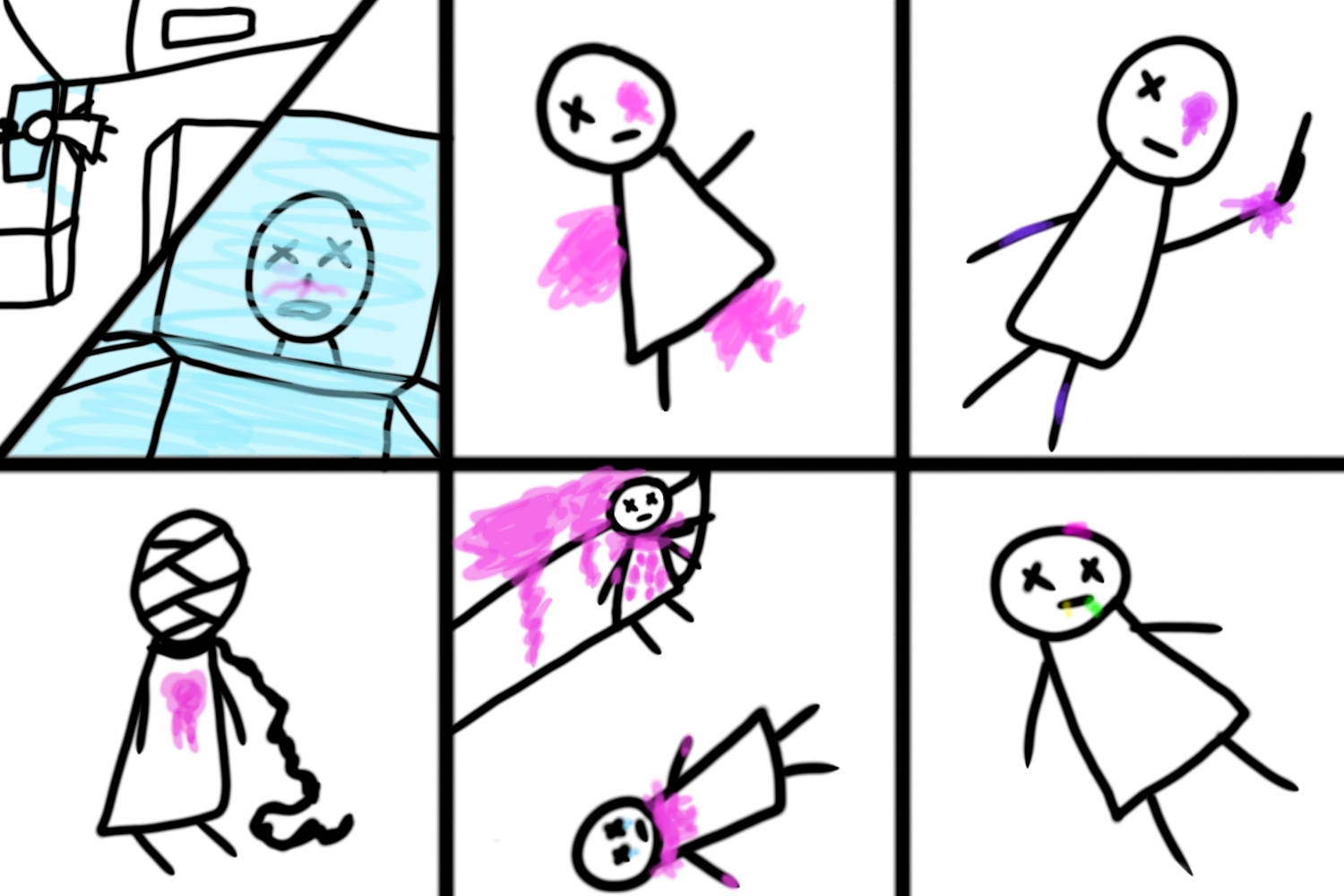 Sketches of my fangan character's deaths (Probably not final) | Fandom