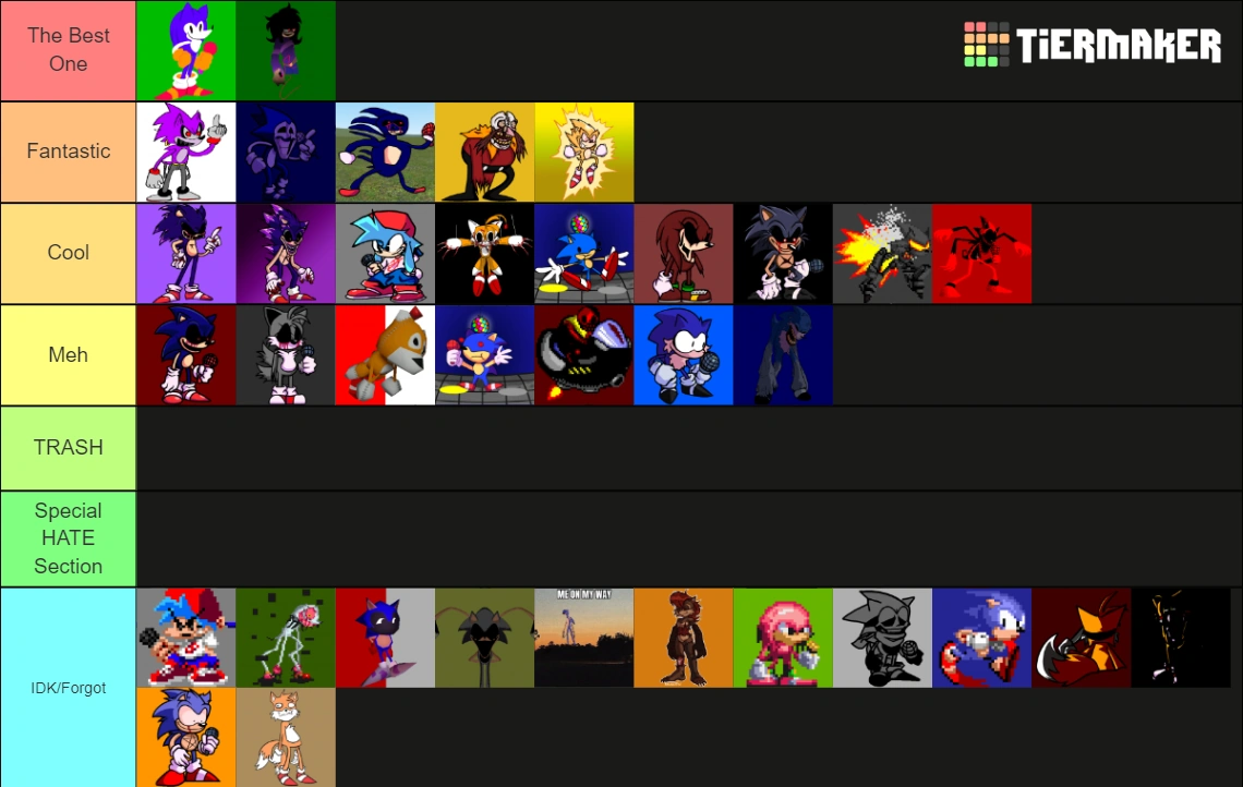 My Sonic.EXE character tierlist based on how much i like them (my ...