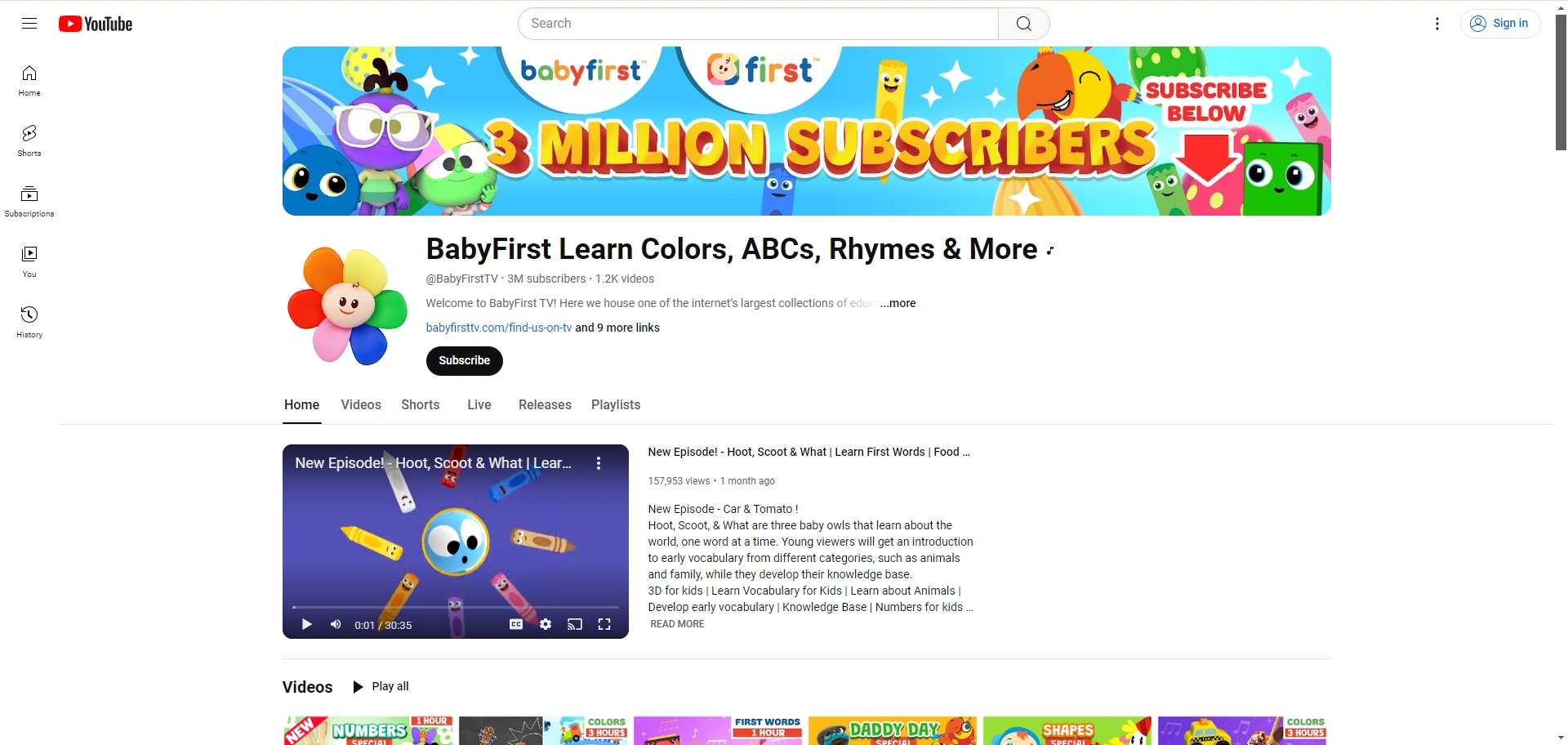 Congrats to BabyFirst for getting 3 million subscribers on their YT ...