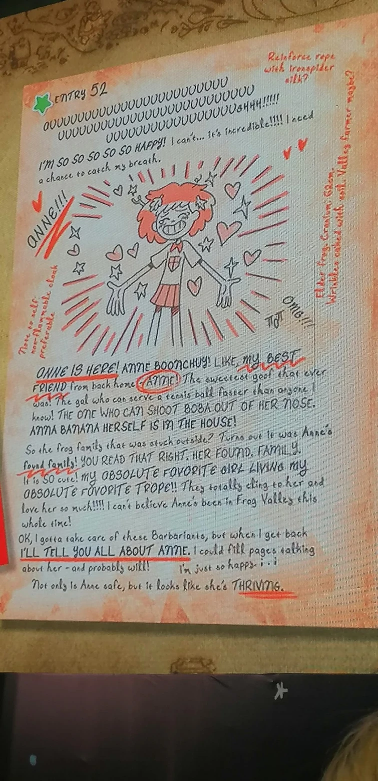 I'd just like to say that the diary entry Marcy wrote is kinda fruity ...