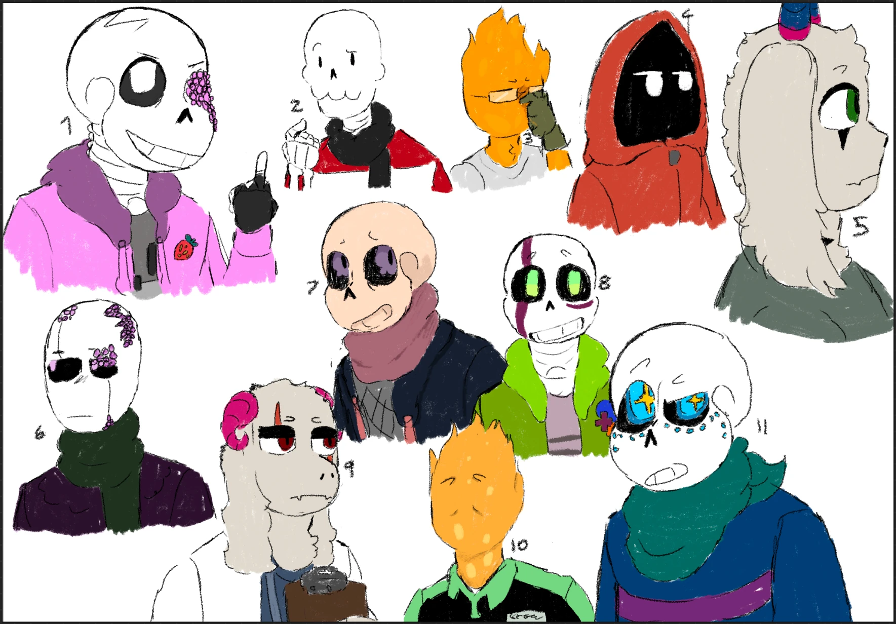 Little doodle of most of the undertale au characters that I made and ...
