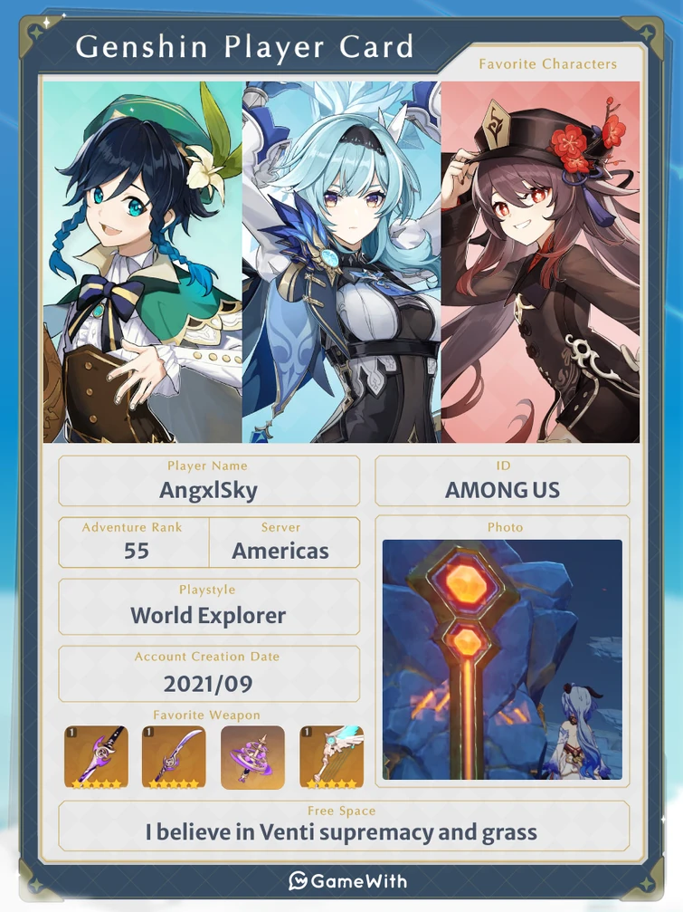 Genshin Player Card! | Fandom
