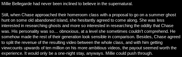 Might occasionally post teaser bits of my reboot IOTS fic | Fandom