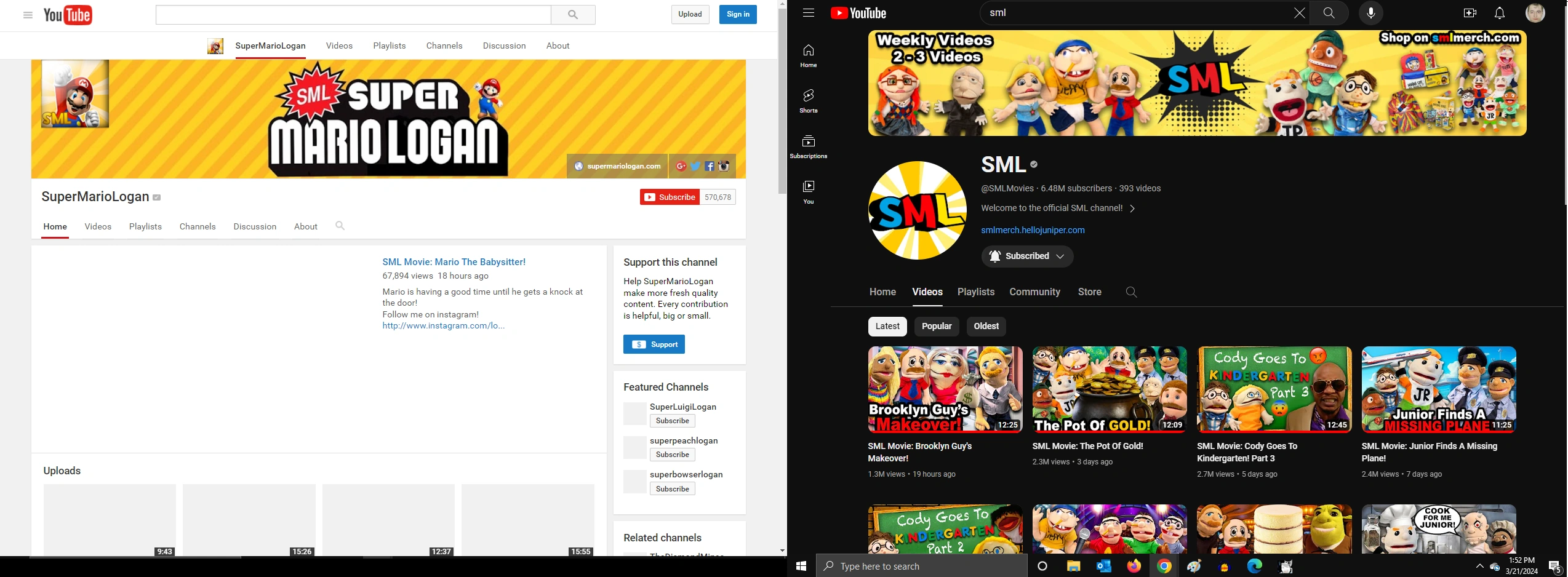 I compared the old sml channel and the current sml channel (which one ...