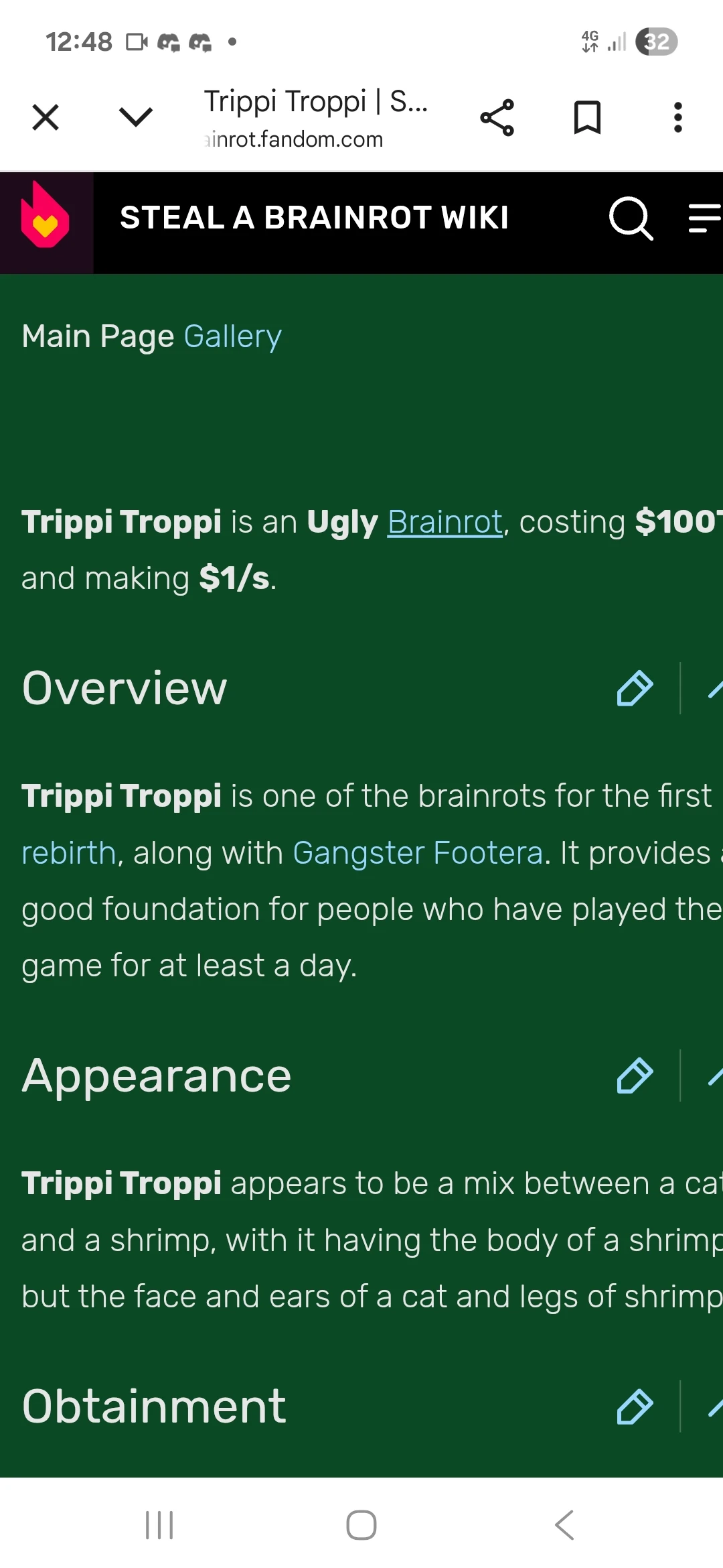 Guys somebody vandalized the trippi troppi page | Fandom