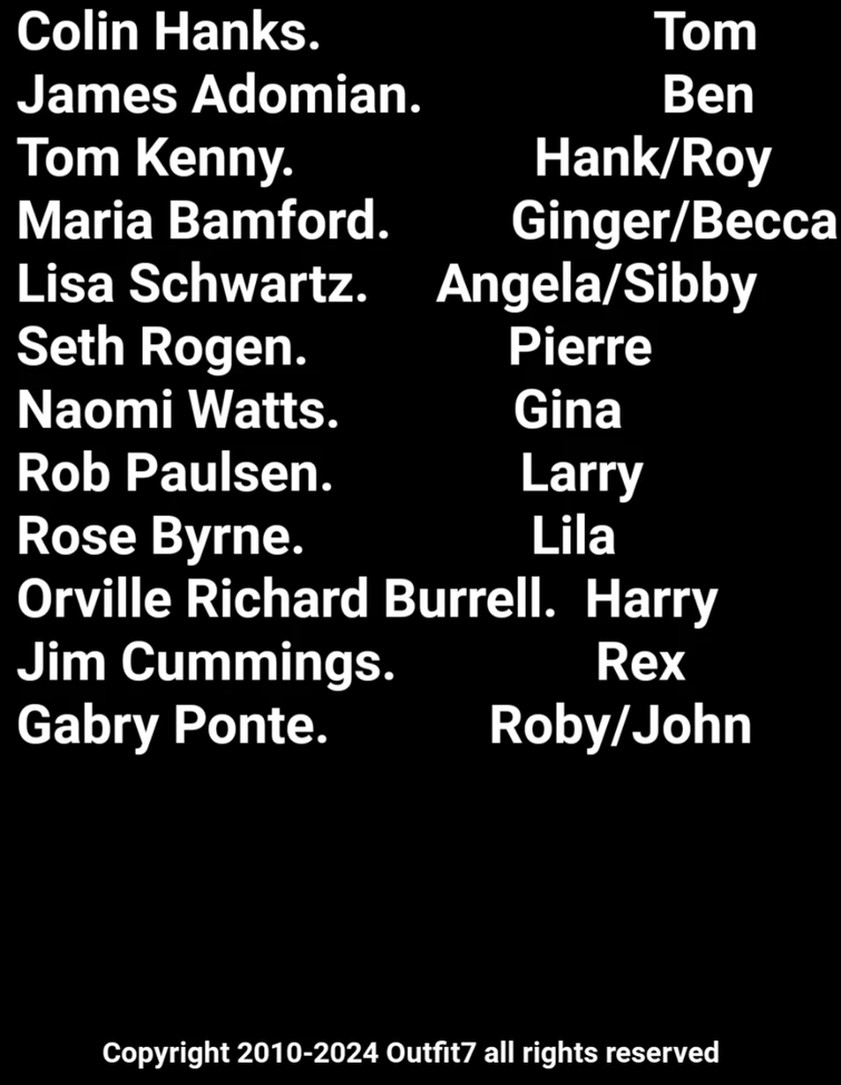I made the fanmade credits cast for Talking Tom Movie (SPOILER WARNING ...